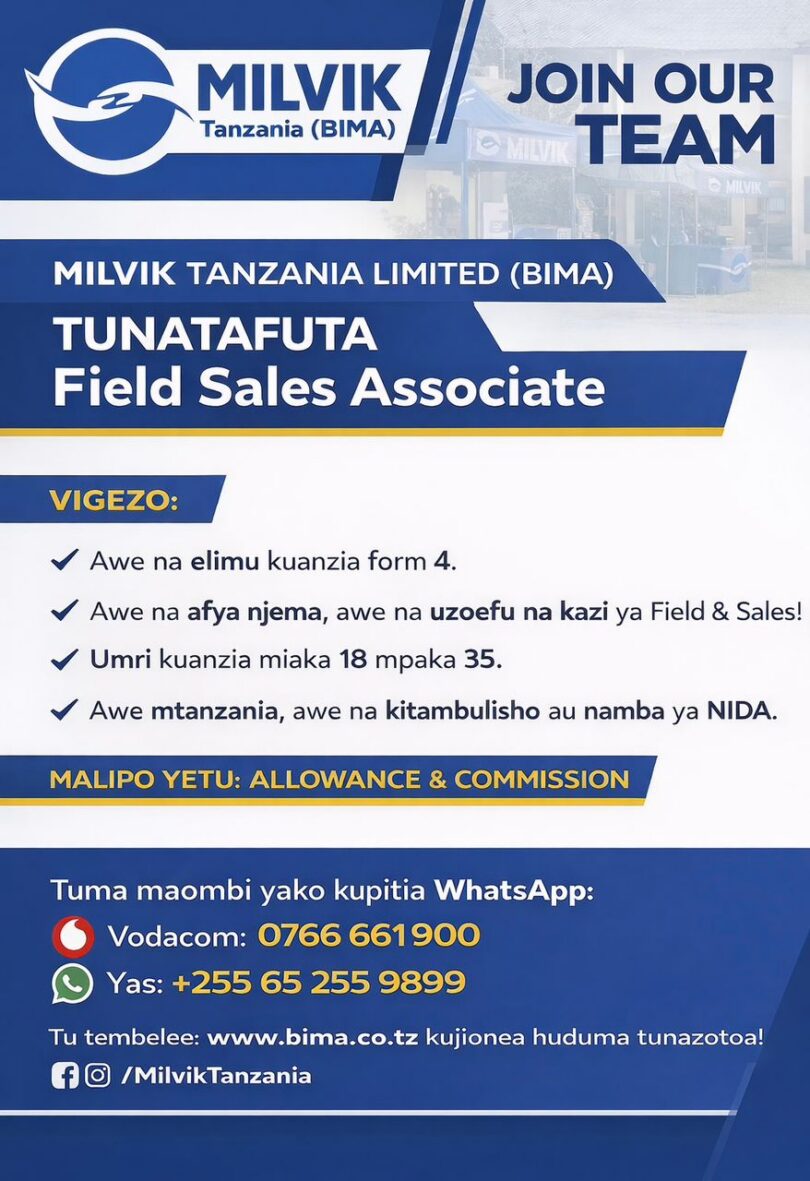 Milvik Tanzania (Bima) Vacancies 2026