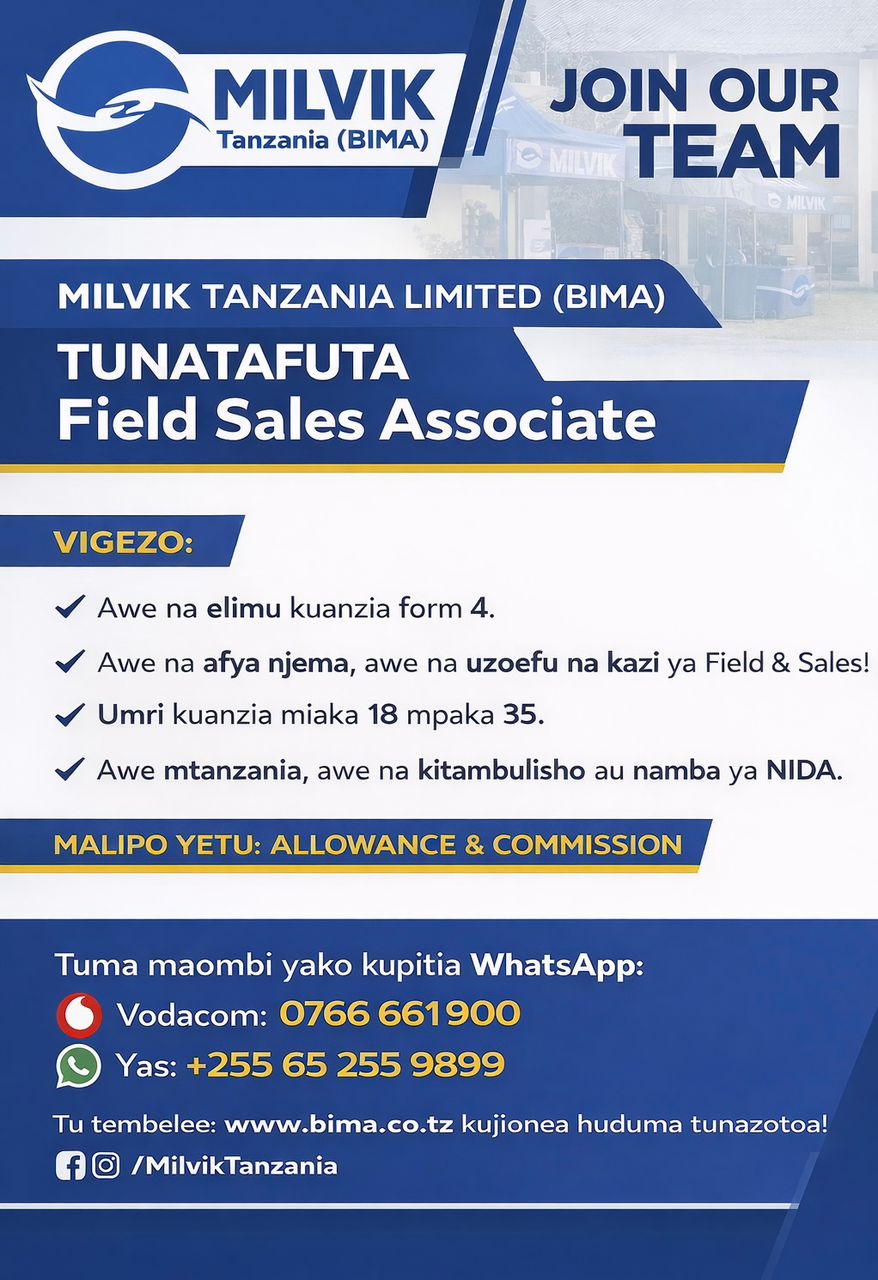 Milvik Tanzania (Bima) Vacancies 2026